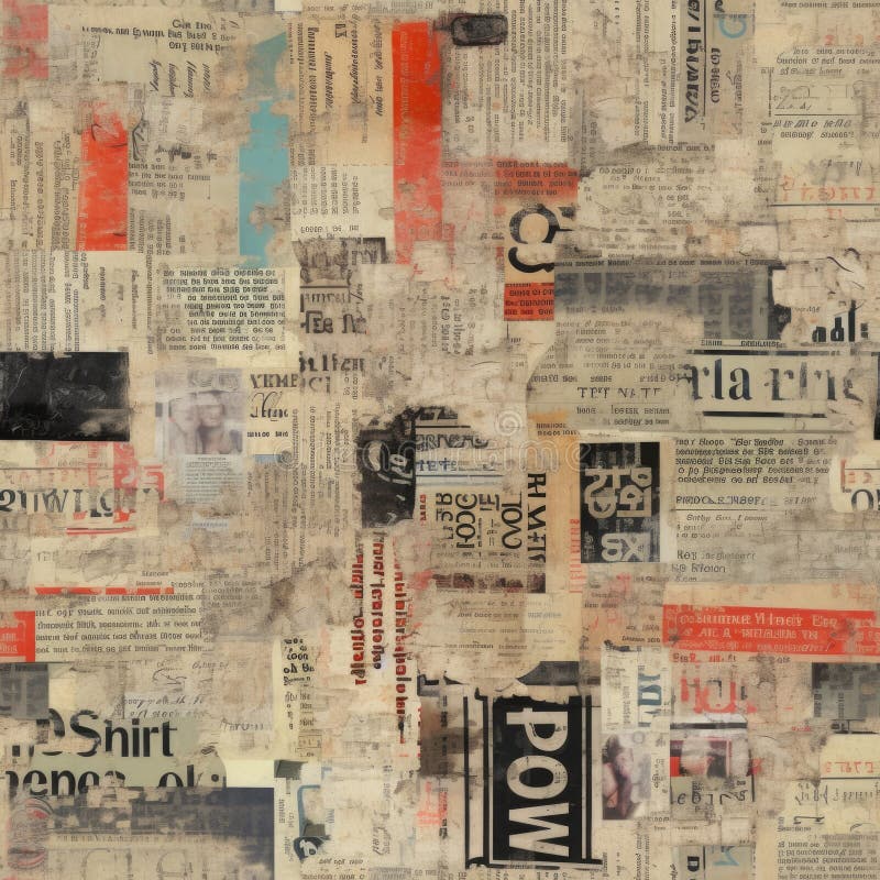 Vintage Collage of Assorted Newspaper Clippings and Abstract Patterns ...