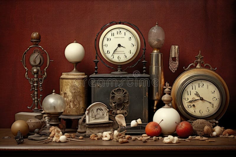 Vintage Collage Depicting Antique Objects Stock Illustration ...