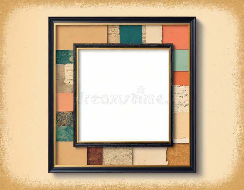 Vintage Collage Frame with Blank Center for Creative Artwork Display ...