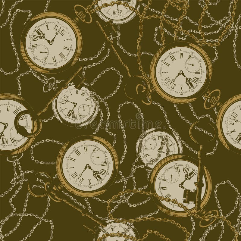 Vintage Collection of Seamless Pattern with Old Clock Stock Vector ...