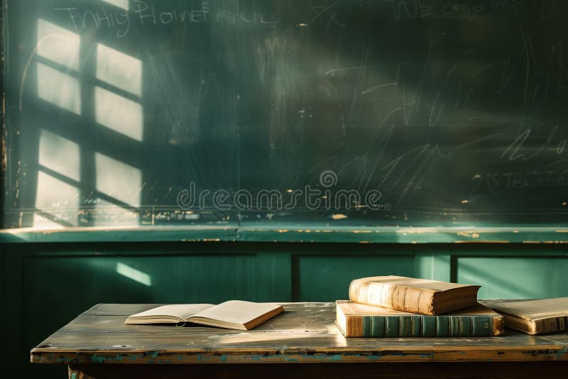 Vintage College Classroom with Blackboard. by Generative Ai Stock ...