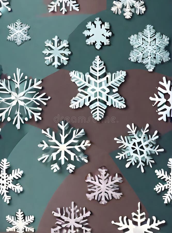 Vintage Color Palette Snowflakes Painted Background 3D Stock ...