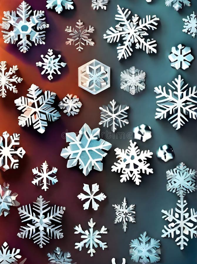 Vintage Color Palette Snowflakes Painted Background 3D Stock ...