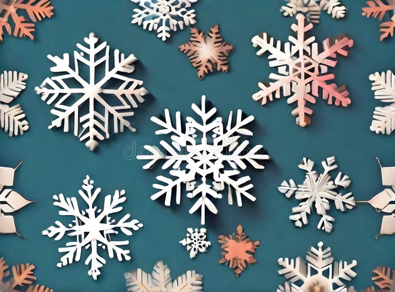Vintage Color Palette Snowflakes Painted Background 3D Stock ...