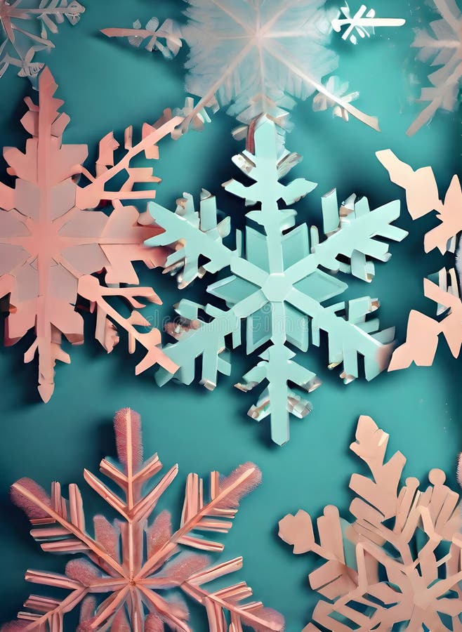 Vintage Color Palette Snowflakes Painted Background 3D Stock ...