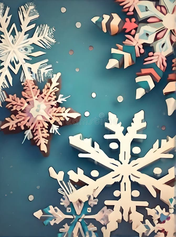 Vintage Color Palette Snowflakes Painted Background 3D Stock ...