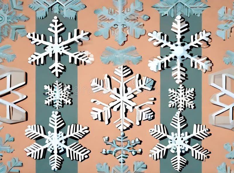 Vintage Color Palette Snowflakes Painted Background 3D Stock ...