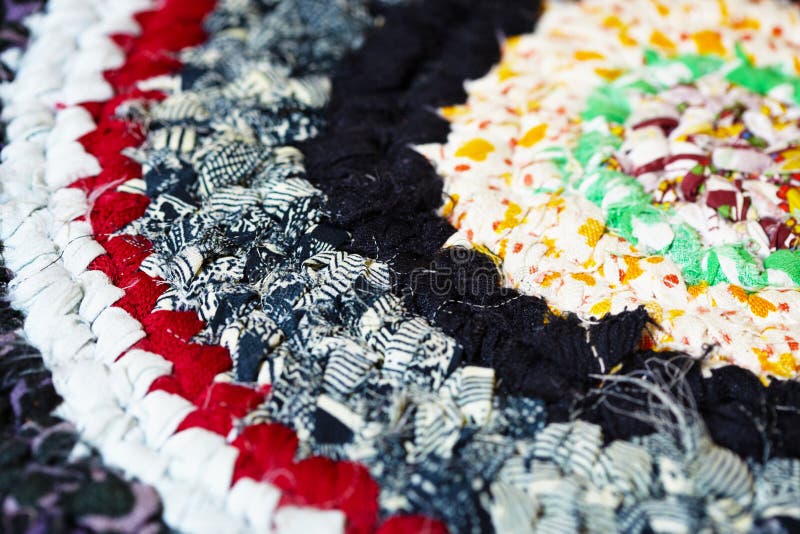 Vintage Color Rag Rug Handmade Stock Photo - Image of black, brown ...