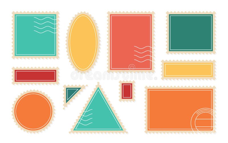 Vintage Colored Blank Postage Stamp Mark Icon Set Stock Vector ...