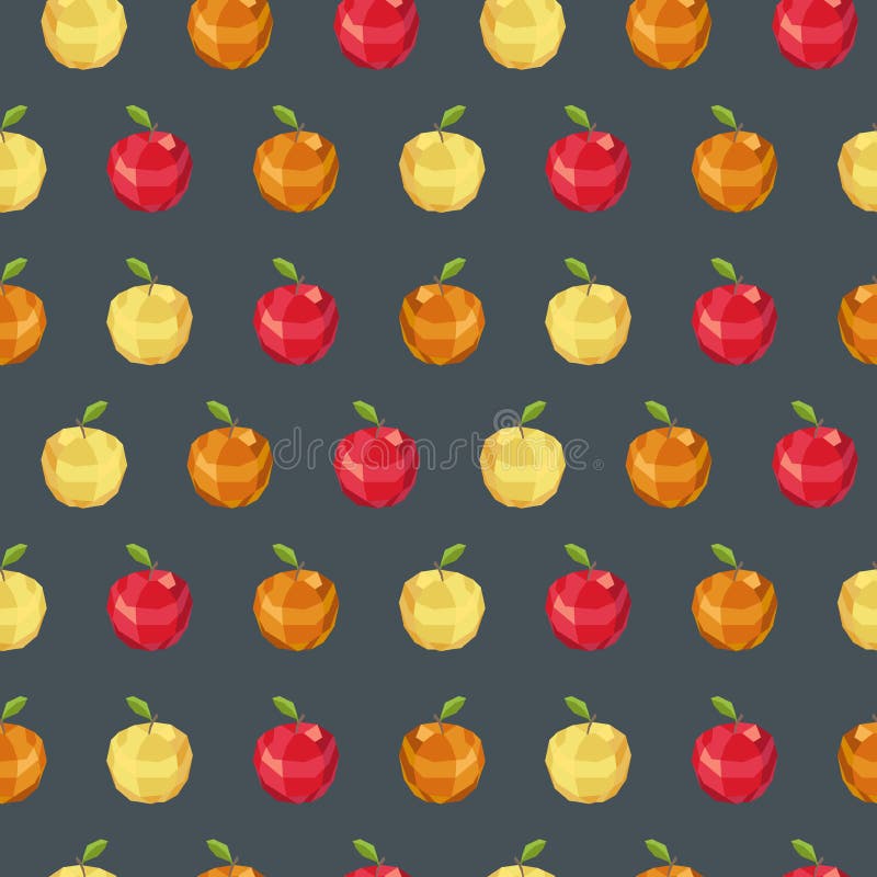 Vintage Colorful Apple Polygon Pattern Stock Vector - Illustration of ...