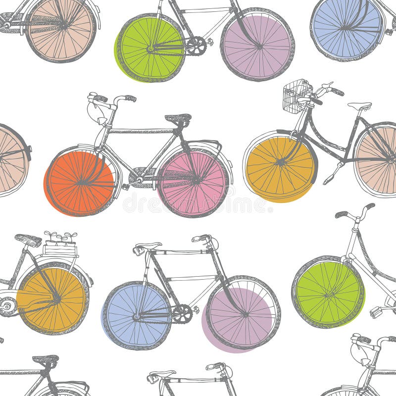 Vector Seamless Pattern with Bicycles Stock Vector - Illustration of ...