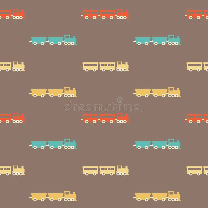 Vintage Colorful Brown Train Pattern Stock Vector - Illustration of ...