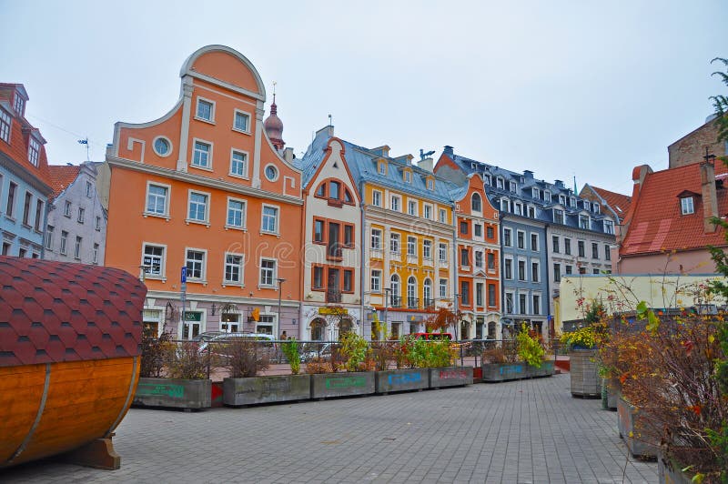 Vintage Colorful Streets of Riga Editorial Image - Image of riga ...