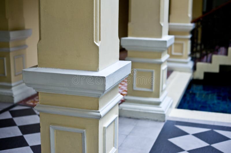 Vintage Column in Hotel is the Building Design for Classical Stock ...