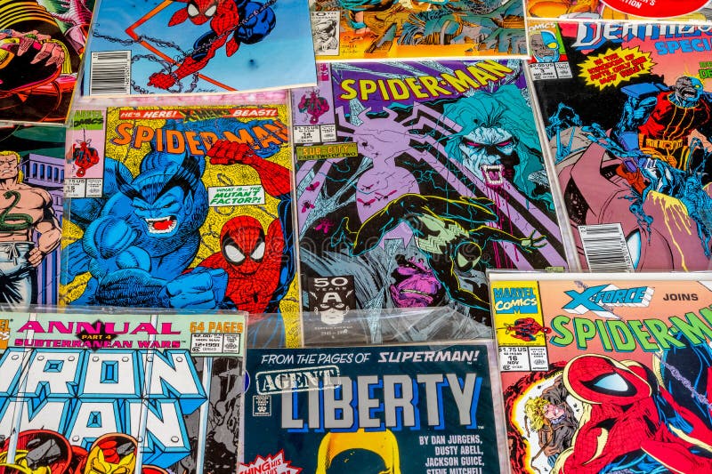 Vintage Comic Book Collection Showing Comic Book Covers Editorial ...