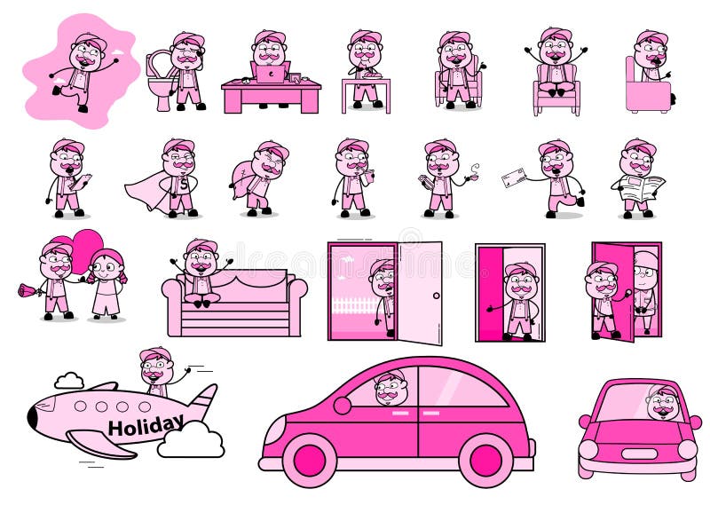 Vintage Comic Vendor Character - Collection of Concepts Vector ...