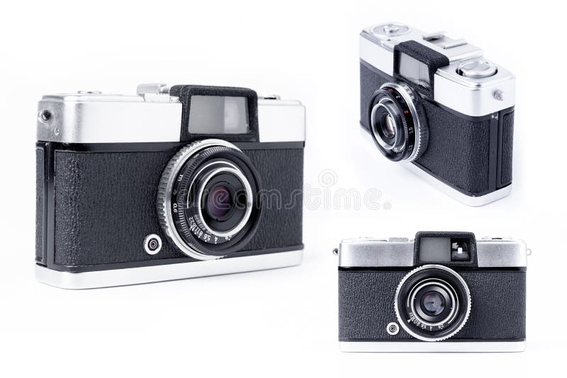 Vintage compact camera. stock image. Image of black, steel - 88826801
