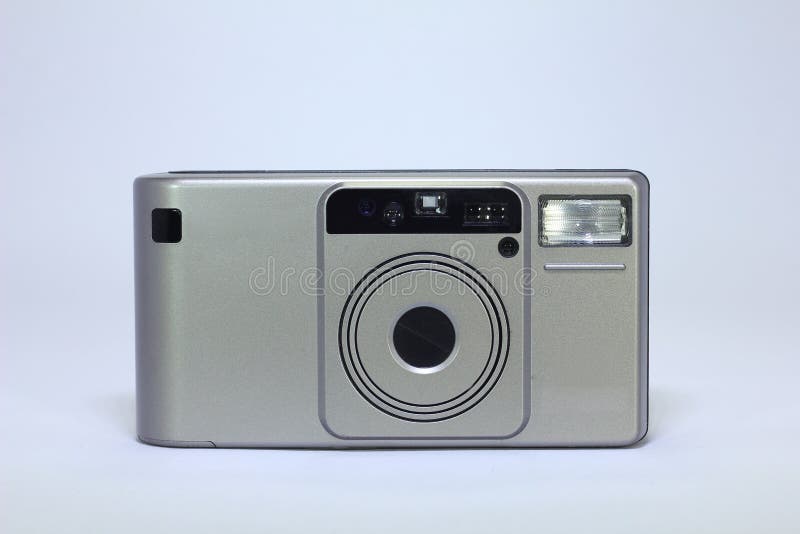 Vintage Compact Camera on White Background Stock Photo - Image of film ...