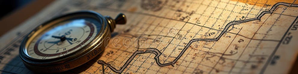 Vintage Compass on Ancient Map Highlights Historical Exploration ...