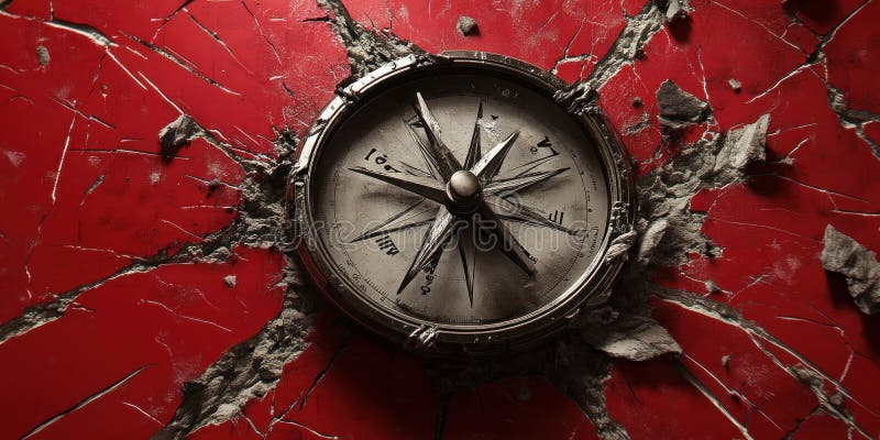 Vintage Compass on Cracked Red Surface Stock Illustration - Illustration of topography, desktop ...