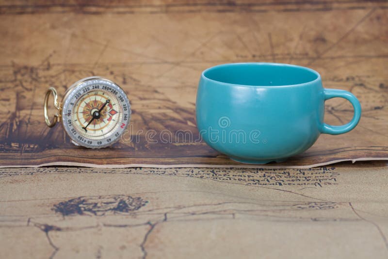 Vintage Compass Cup Coffee Lies Map Stock Photos - Free & Royalty-Free ...