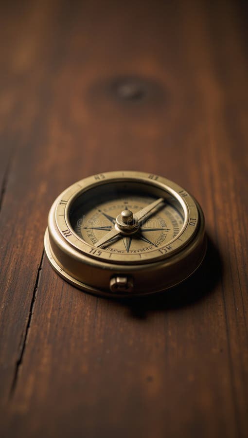 Vintage Compass Glows Against a Textured Background Under Warm Lighting ...