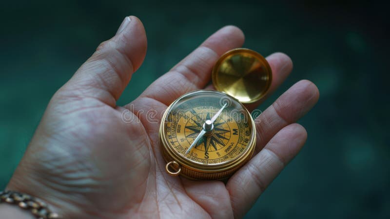 The Vintage Compass in Hand.AI Generated Image Stock Photo - Image of ...