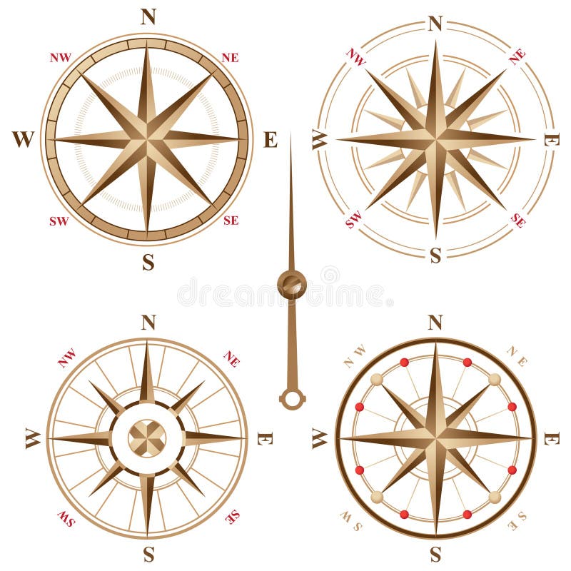 Old Sailing Marine Navigation Compass, Wind Rose Vector Icons Stock ...