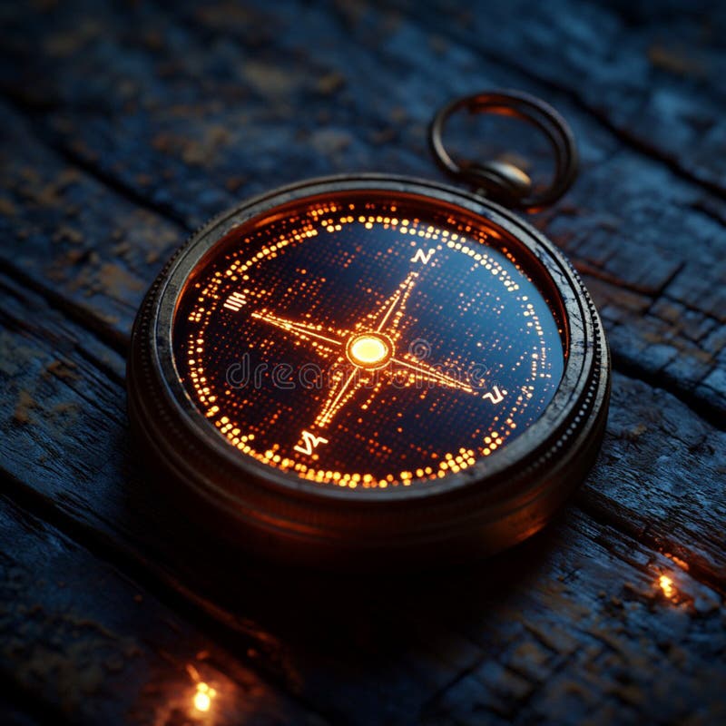 Vintage Compass with Intricate Design on Rustic Wooden Surface. Stock ...