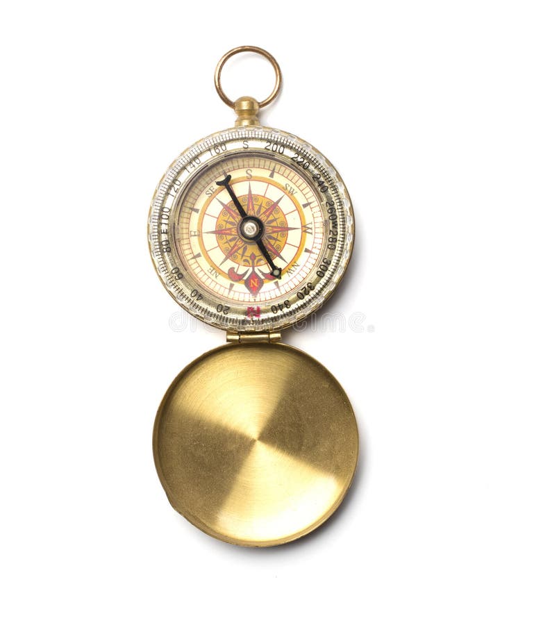Vintage Compass Isolated on White Background, Top View Stock Photo ...