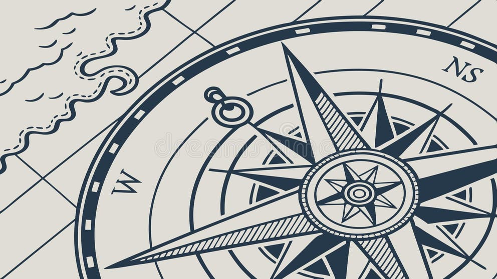 Vintage Compass and Map, Navigation Tools, Exploration Gear Design ...