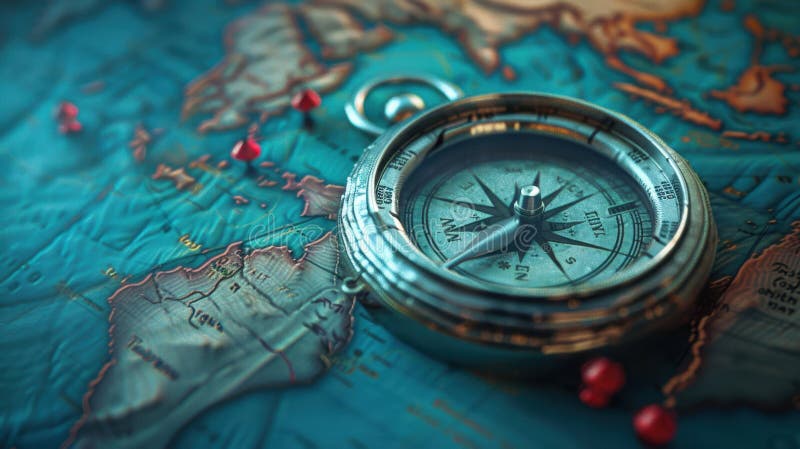 The Vintage Compass and Map. AI Generated Stock Illustration ...