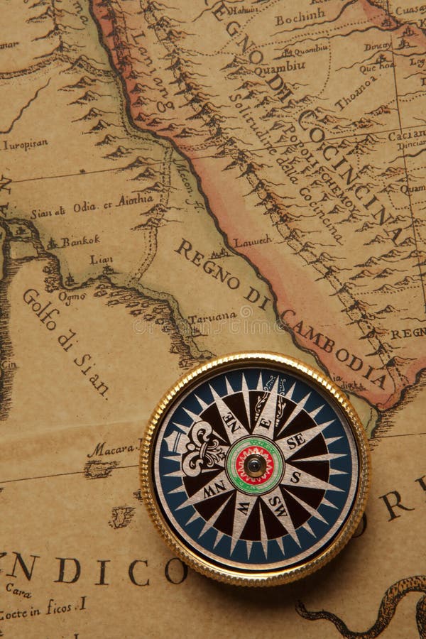 Vintage Compass and Old Map Stock Image - Image of ancient, north: 28760283