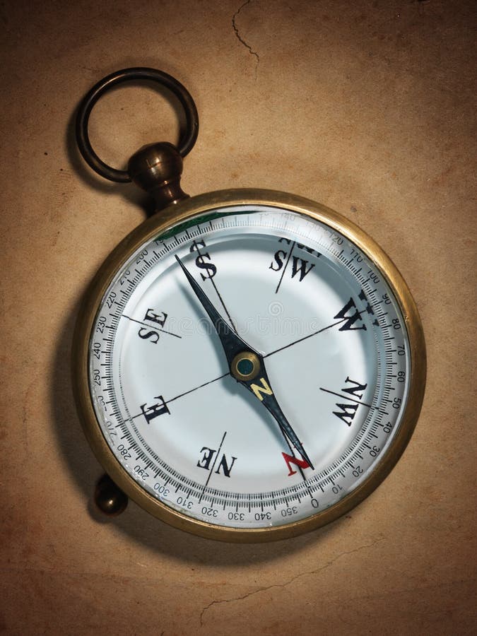 Old golden compass stock image. Image of azimuth, west - 5362461