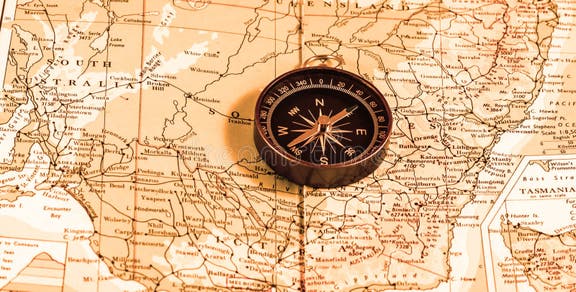 Vintage compass over map stock photo. Image of grunge - 43528508
