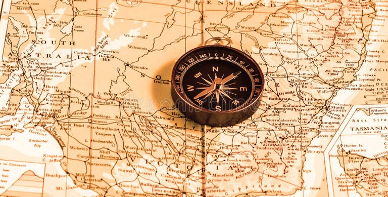 Vintage compass over map stock photo. Image of grunge - 43528508