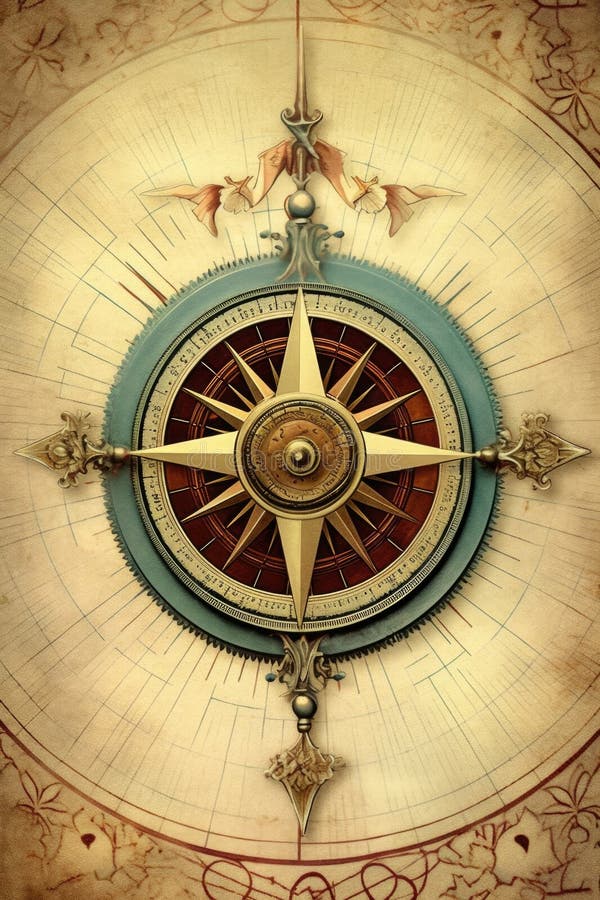 Vintage Compass Pointing North with Arrows Stock Illustration ...