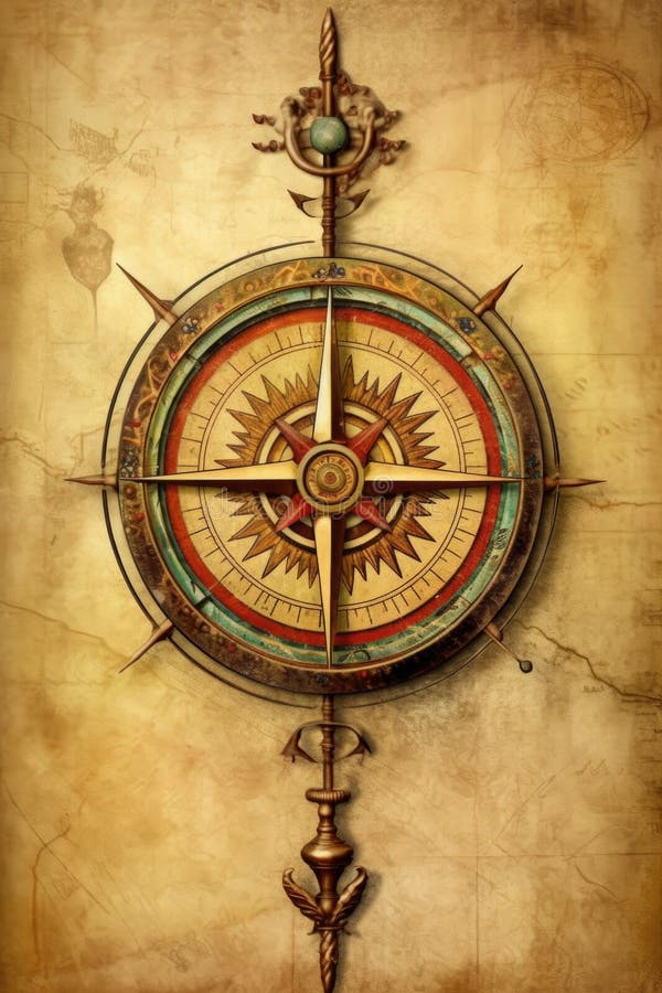Vintage Compass Pointing North with Arrows Stock Illustration ...