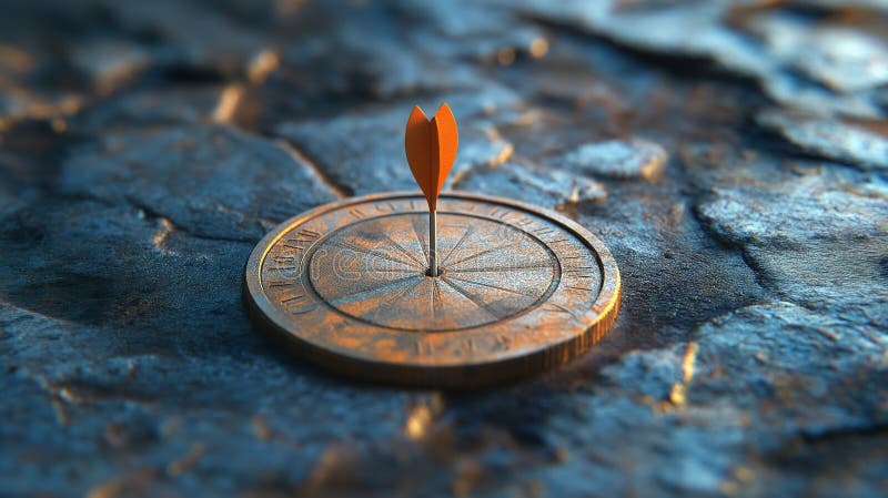 Vintage Compass on Textured Stone Surface with Directional Marker Stock ...