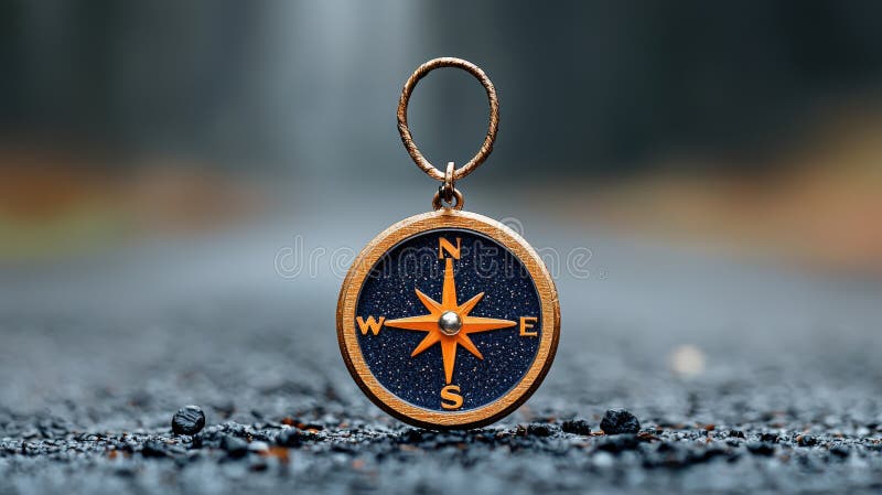 Vintage Compass on a Road Natural Blurred Background Stock Illustration ...