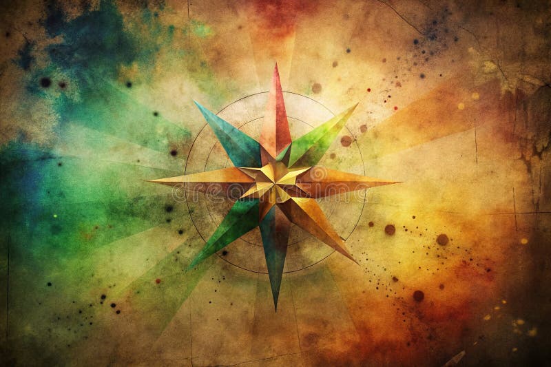 Vintage Compass Rose Pattern on Textured Paper a Grunge Design Element ...