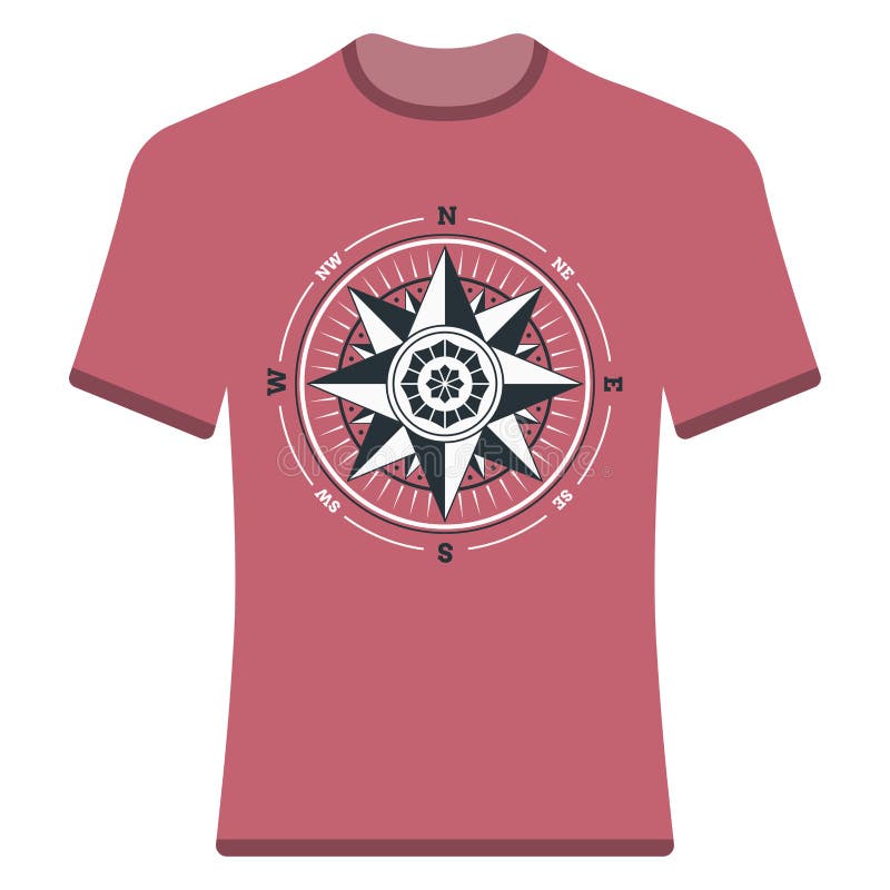Vintage Compass Rose T-shirt. Stock Vector - Illustration of banner ...