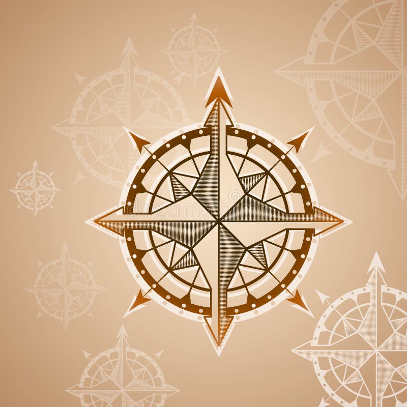 Vintage Compass Roses, Icon and Design Element. Vector Nautical Label ...
