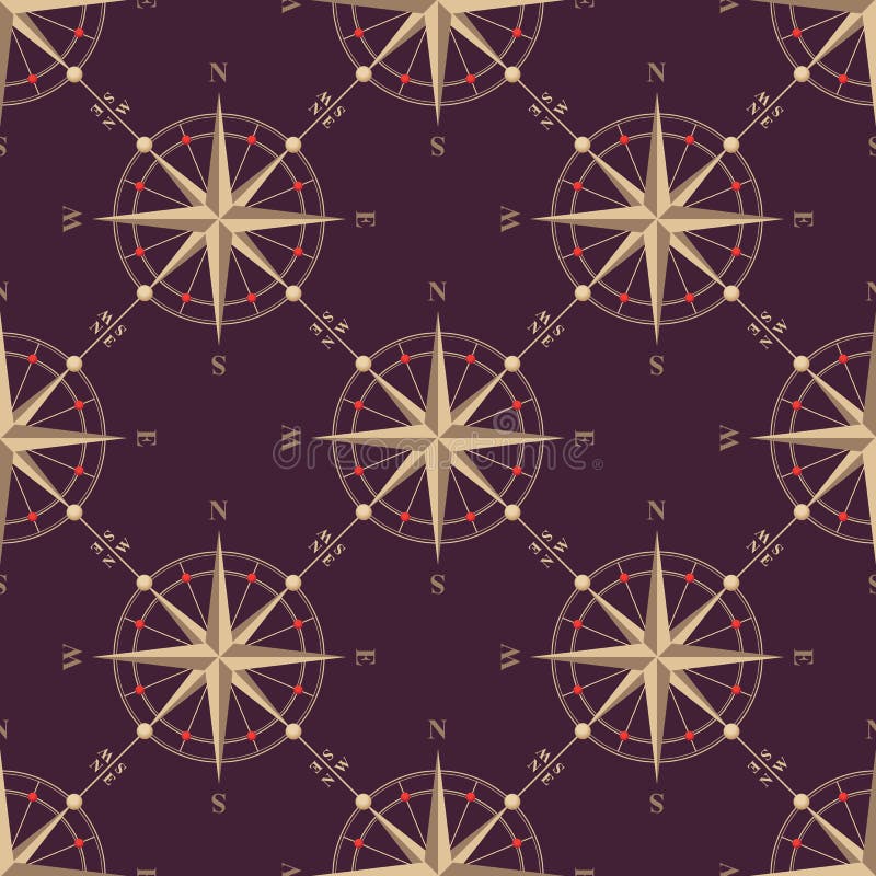 Vintage Compass Seamless Pattern Stock Vector - Illustration of ...