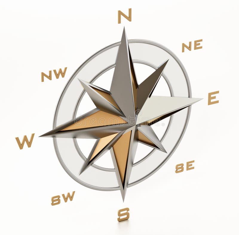 Vintage Compass Symbol Showing the Directions. 3D Illustration Stock ...