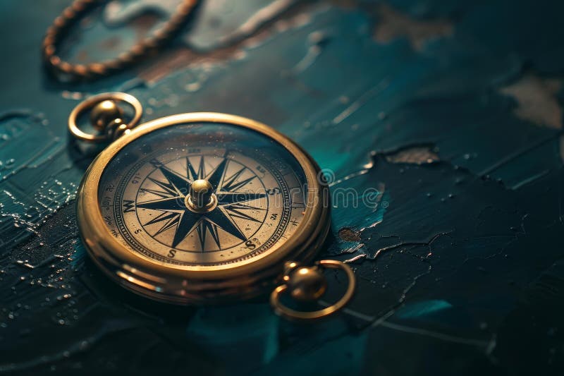 Vintage Compass on a Textured Map Surface Stock Image - Image of marine ...