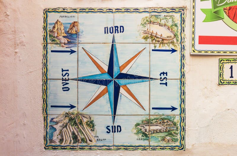 Vintage Compass Tile Art Featuring Directional Markings and Engaging ...
