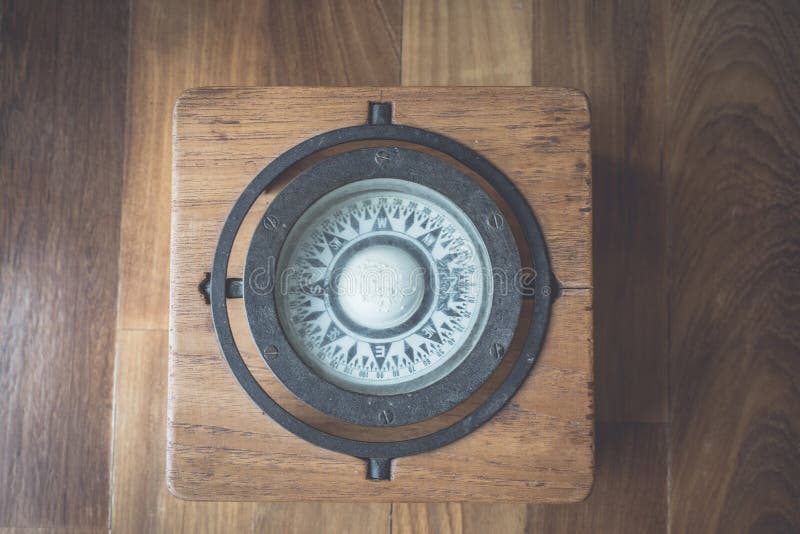 The Vintage Compass on the Wood Table. Stock Image - Image of america ...