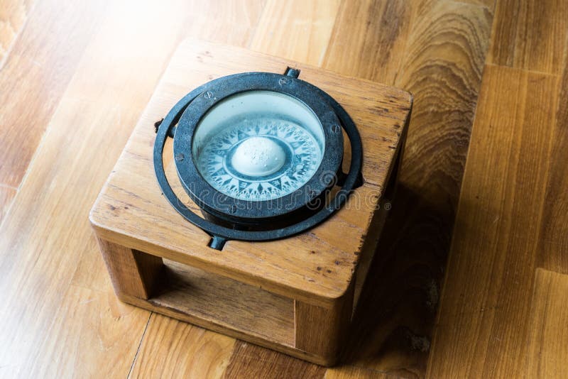 The Vintage Compass on the Wood Table. Stock Image - Image of east ...