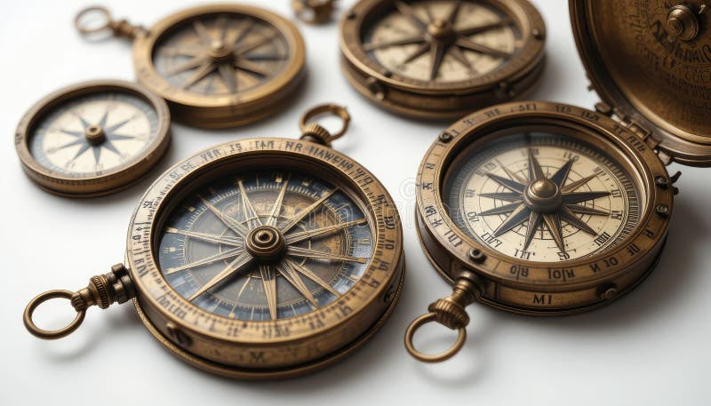 Vintage Compasses Collection - Antique Navigation Instruments on a ...